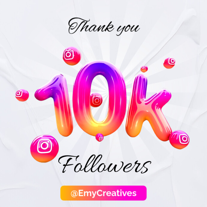 Copy of Thank you Instagram 10k followers username account flyer ...