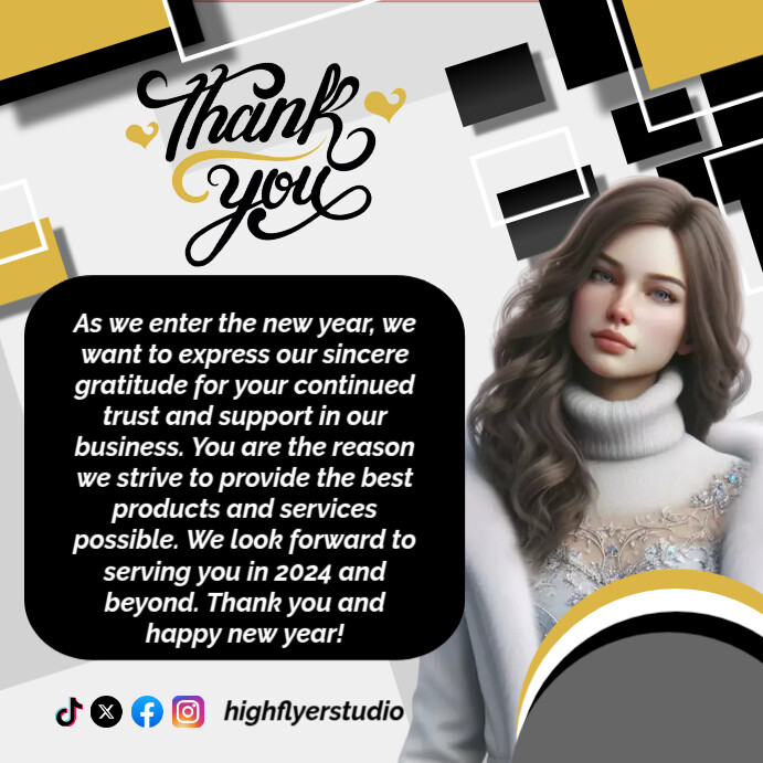 Thank you message instagram post Template | PosterMyWall