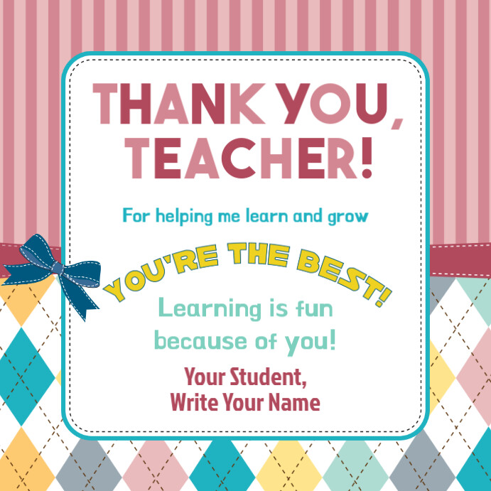 Thank You Teacher Cute Printable Gift Tag Template | PosterMyWall