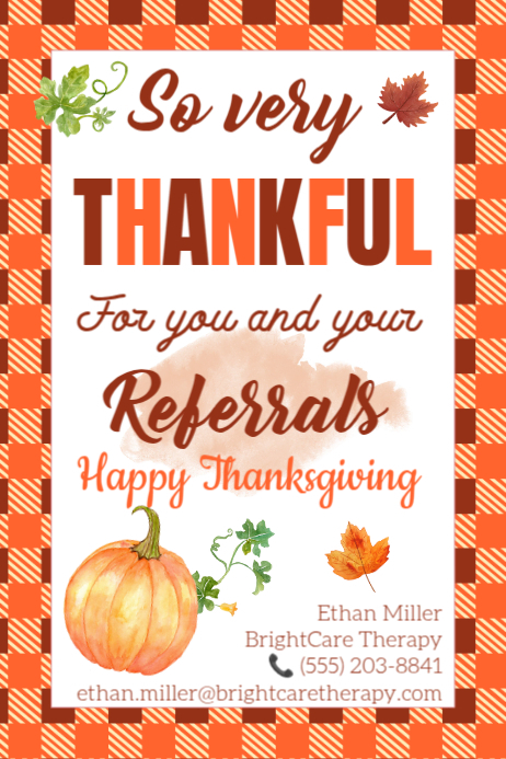 Copy of Thankful for your Referrals Gift Tag, Fall Thanksgiving ...