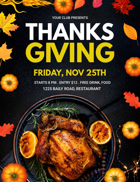 Thanks Giving Celebration party flyer Template | PosterMyWall