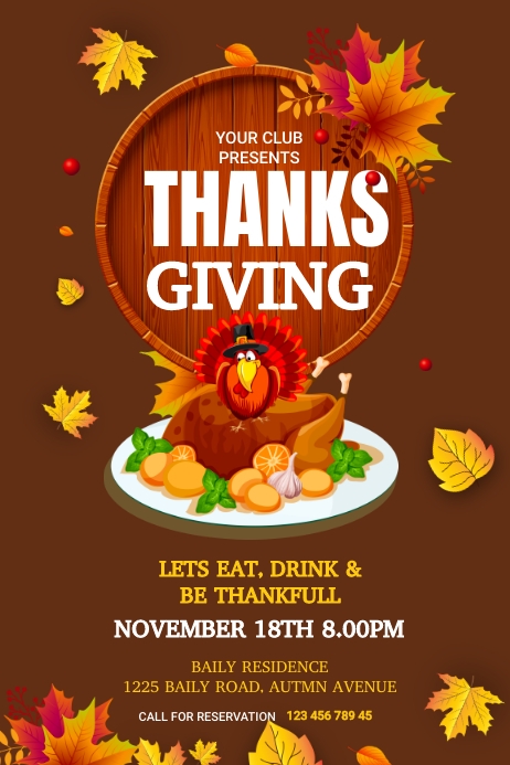 Thanks Giving Celebration Poster, Flyer Template | PosterMyWall