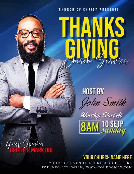 Thanks giving Church service Template | PosterMyWall