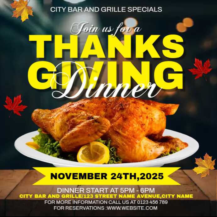 Thanks Giving Dinner Ads Template | PosterMyWall