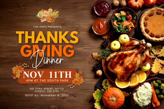 Thanks Giving Dinner Banner Invitation Template | PosterMyWall