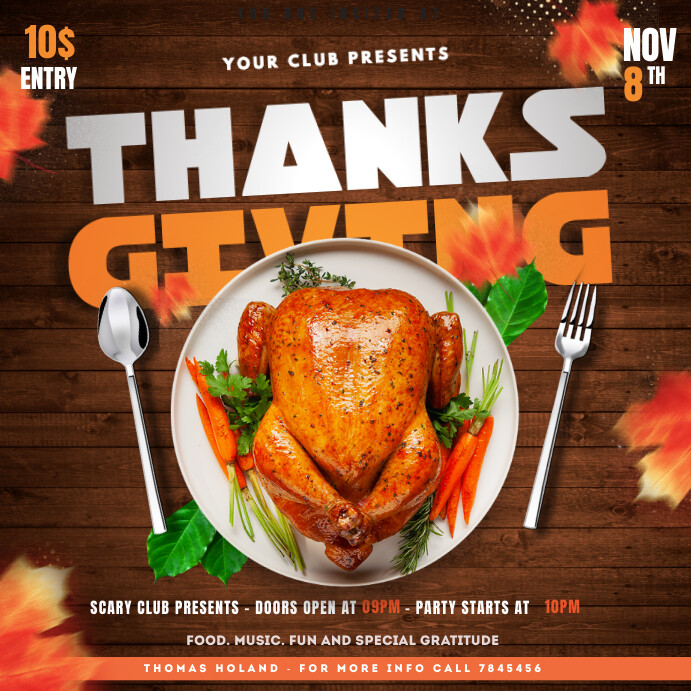 Thanks giving dinner Template | PosterMyWall