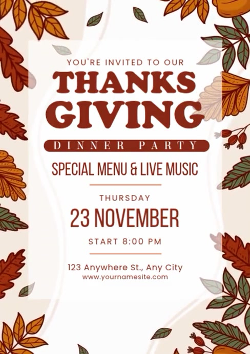 Thanks Giving Dinner Party Template | PosterMyWall