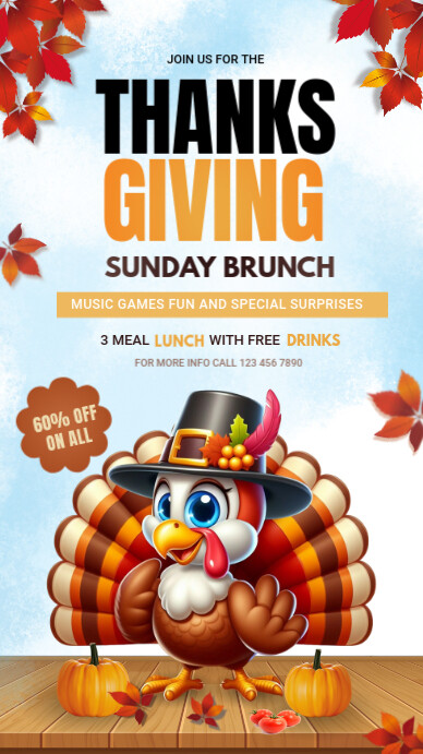 thanks-giving-event-brunch-design-template | PosterMyWall