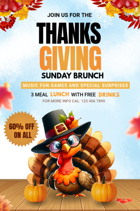 thanks-giving-event-celebration-brunch-design-template | PosterMyWall