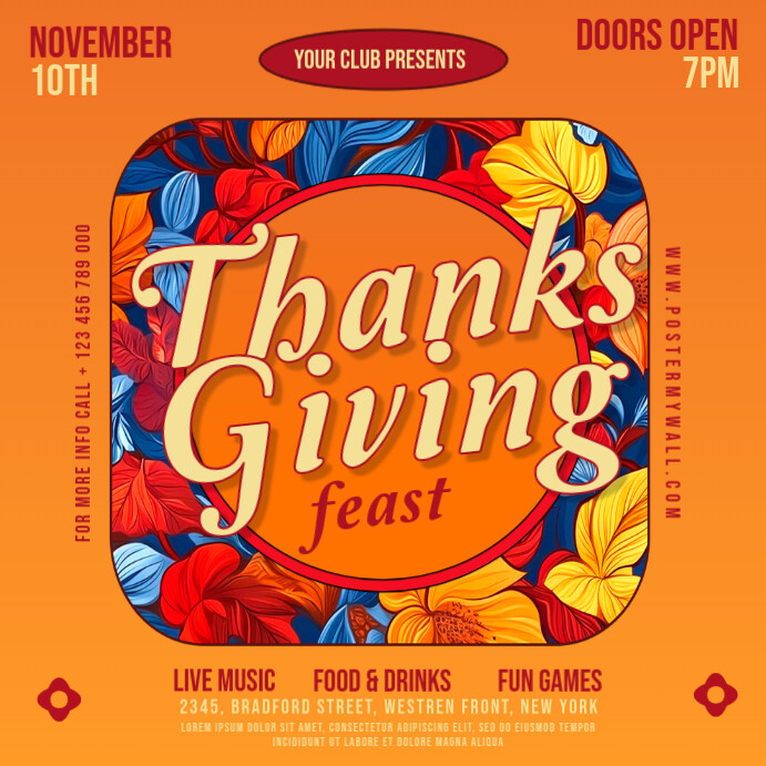 Thanks Giving Fest Template | PosterMyWall