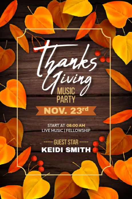 Plantilla de Thanks Giving Invitation | PosterMyWall