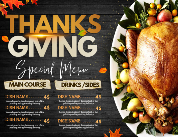 thanks giving menu Template | PosterMyWall