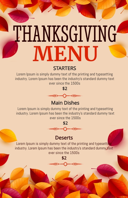 Thanks giving menu Template | PosterMyWall