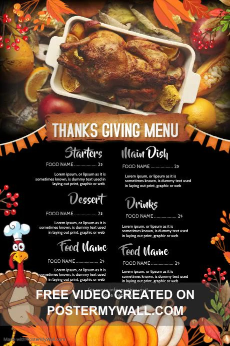 thanks giving menu Template | PosterMyWall