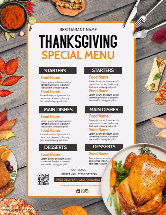 Copy of Thanks giving menu | PosterMyWall