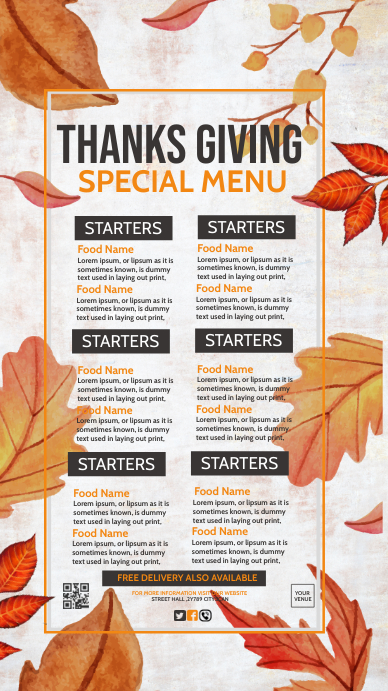 Thanks giving menu Template | PosterMyWall