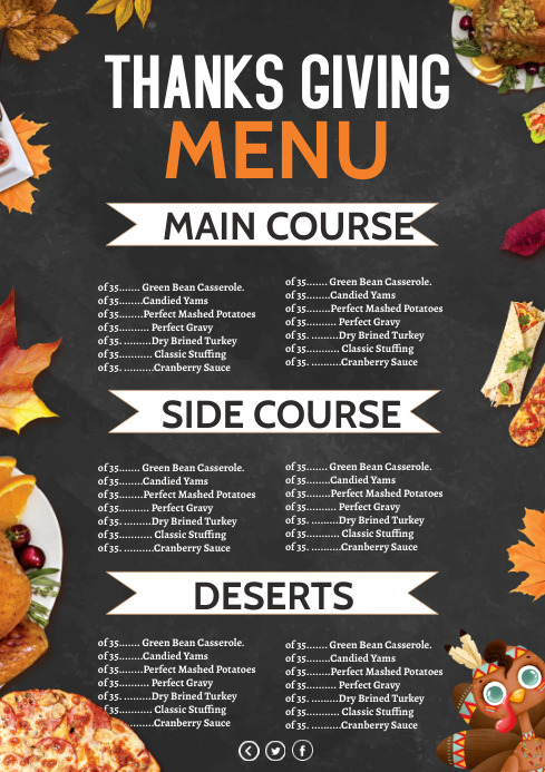 Copy of thanks giving menu | PosterMyWall