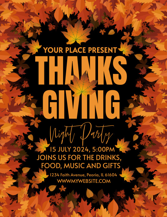 Thanks Giving night Party Flyer Template | PosterMyWall