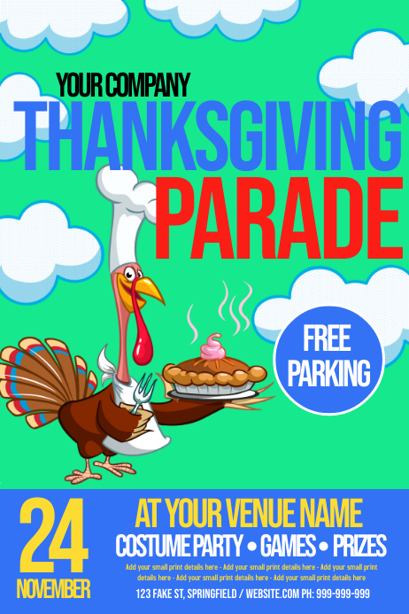 Thanks Giving Parade Poster Template | PosterMyWall