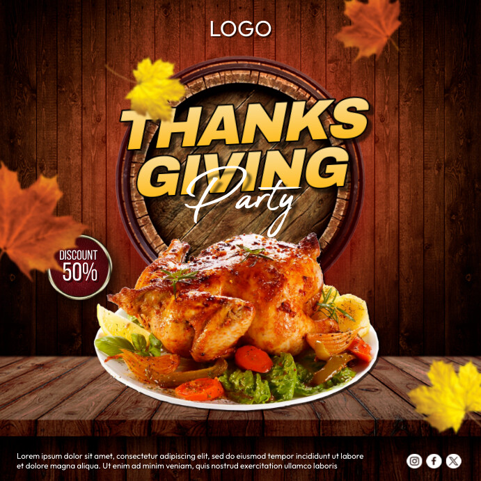 Thanks Giving Party Template | PosterMyWall