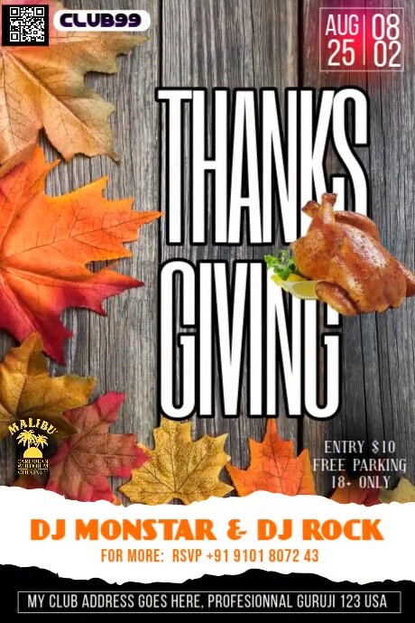 thanks giving party Template | PosterMyWall