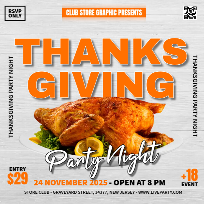 Thanks Giving Party Template | PosterMyWall