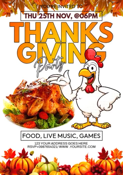 Plantilla de Thanks giving party | PosterMyWall