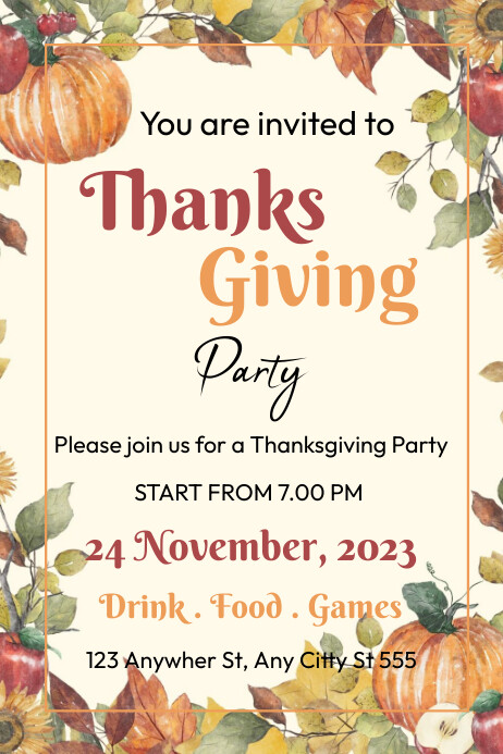 Thanks giving party Template | PosterMyWall
