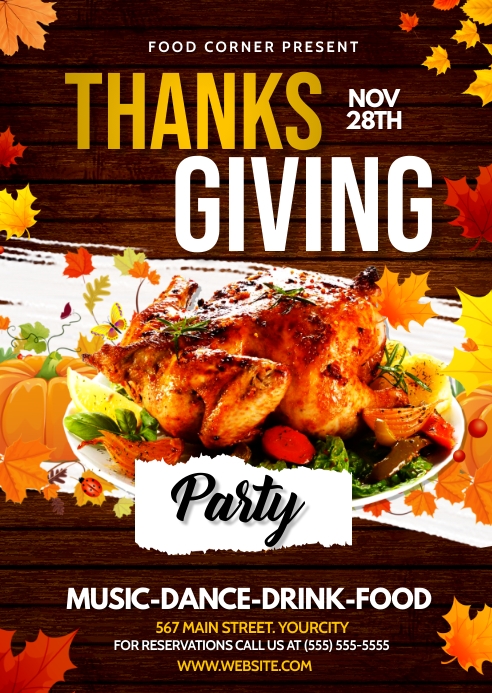Thanks Giving Party Flyer Template | PosterMyWall