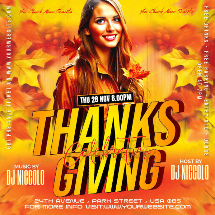 thanks giving party flyer poster Template | PosterMyWall
