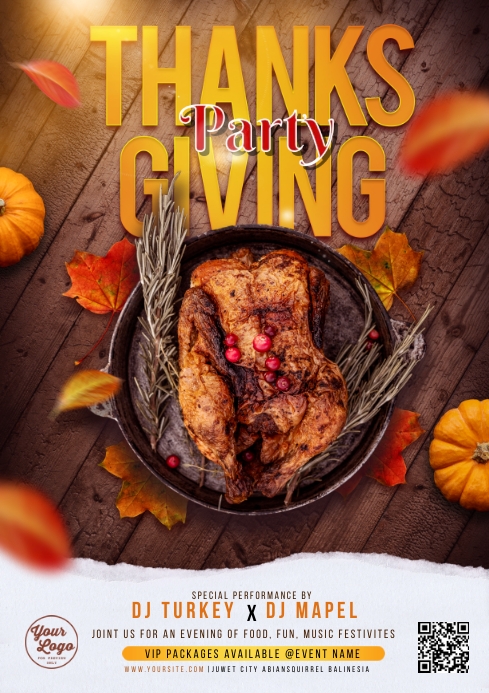 Thanks Giving Party Flyer / Poster Template | PosterMyWall