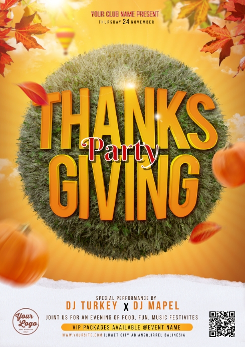 Thanks Giving Party Flyer / Poster Template | PosterMyWall