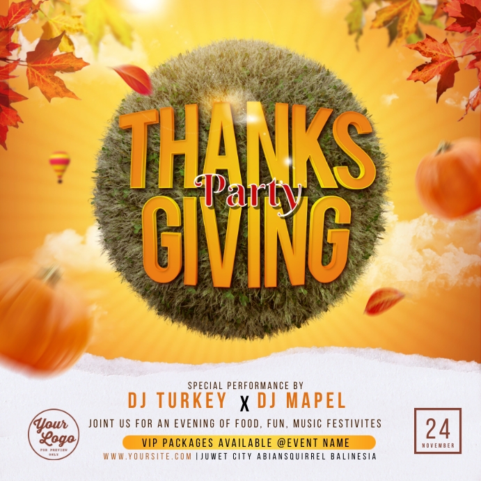 Thanks Giving Party Instagram Template | PosterMyWall