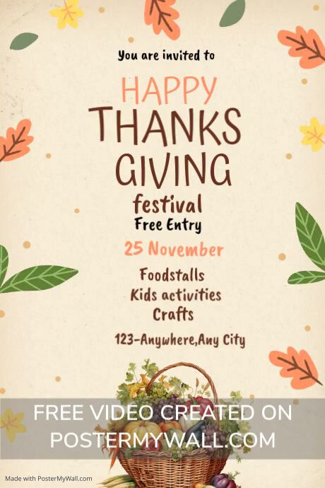 thanks giving poster Template | PosterMyWall