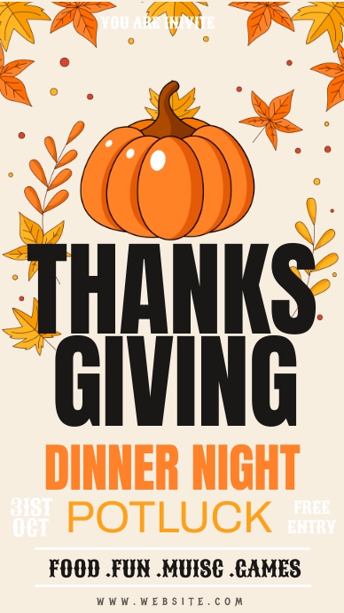 thanks giving potluck Template | PosterMyWall