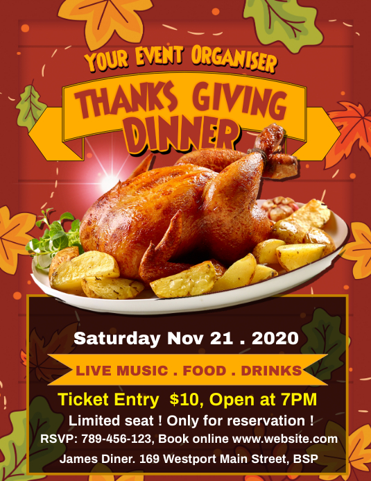 Thanks Giving Restaurant Promotion Template | PosterMyWall