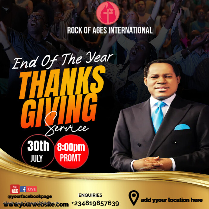 THANKS GIVING SERVICE Template | PosterMyWall