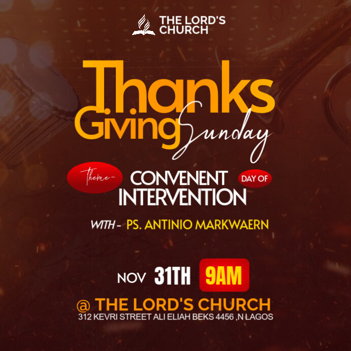 Thanks giving sunday church service Template | PosterMyWall