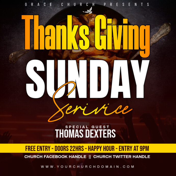 Thanks Giving Sunday service Template | PosterMyWall