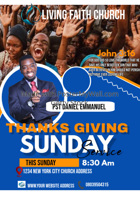 Thanks giving Sunday service Template | PosterMyWall