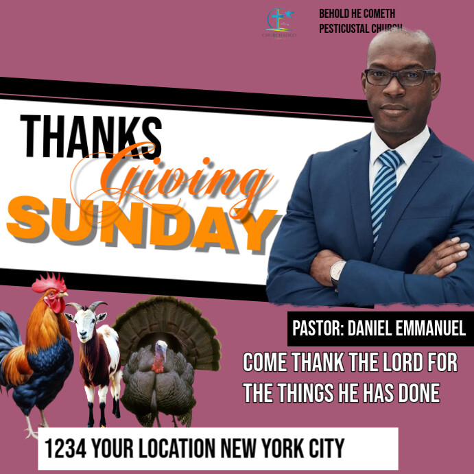 Thanks giving Sunday service Template | PosterMyWall