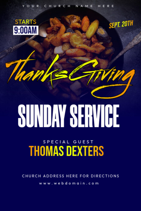 Thanks Giving Sunday service flyers Template | PosterMyWall
