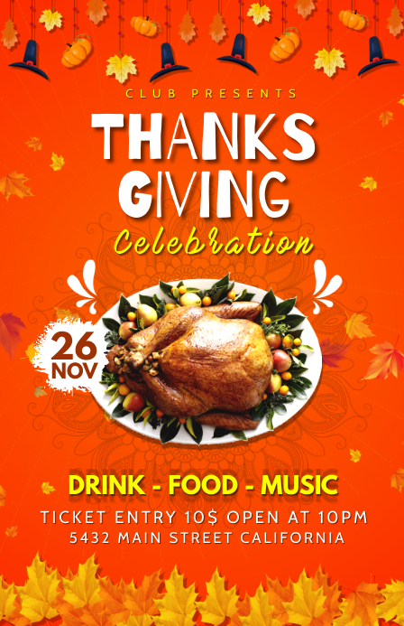 Thanks Giving Turkey Giveaway Flyer Template | PosterMyWall
