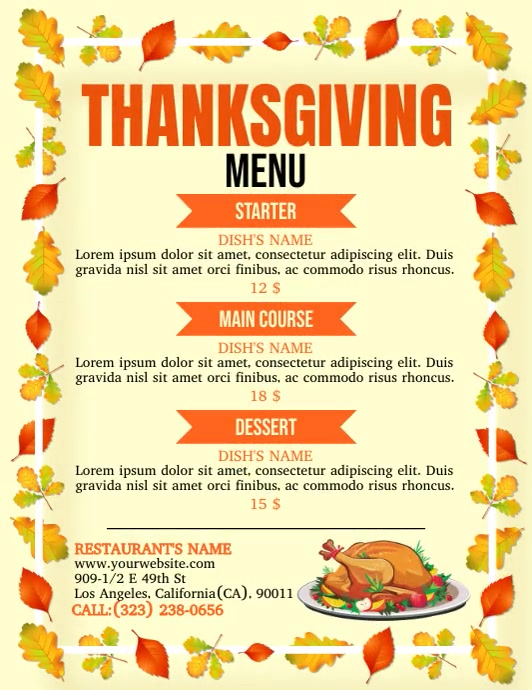 Thanksgiving, Menu Template | PosterMyWall