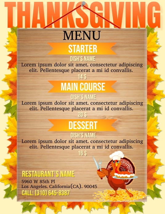 Thanksgiving, Menu Template | PosterMyWall