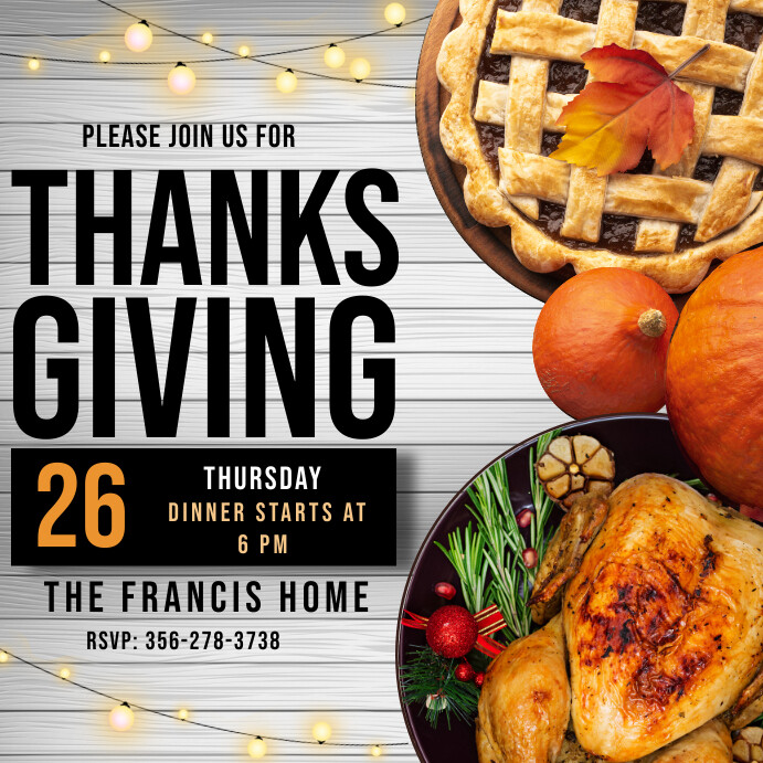 thanksgiving, thanksgiving dinner Template | PosterMyWall