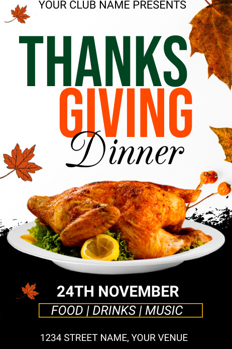 thanksgiving, thanksgiving dinner Template | PosterMyWall