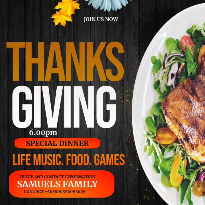 THANKSGIVING (1) Template | PosterMyWall