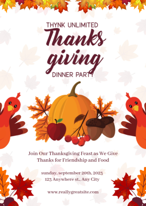 Thanksgiving 2025 dinner menu Template | PosterMyWall