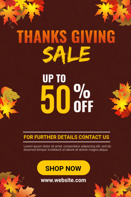 Thanksgiving 50% Off Poster Template | PosterMyWall